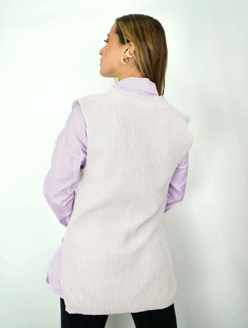 Chaleco para Mujer Marfil Largo Cuello V - Grace Marfil – Molgoa