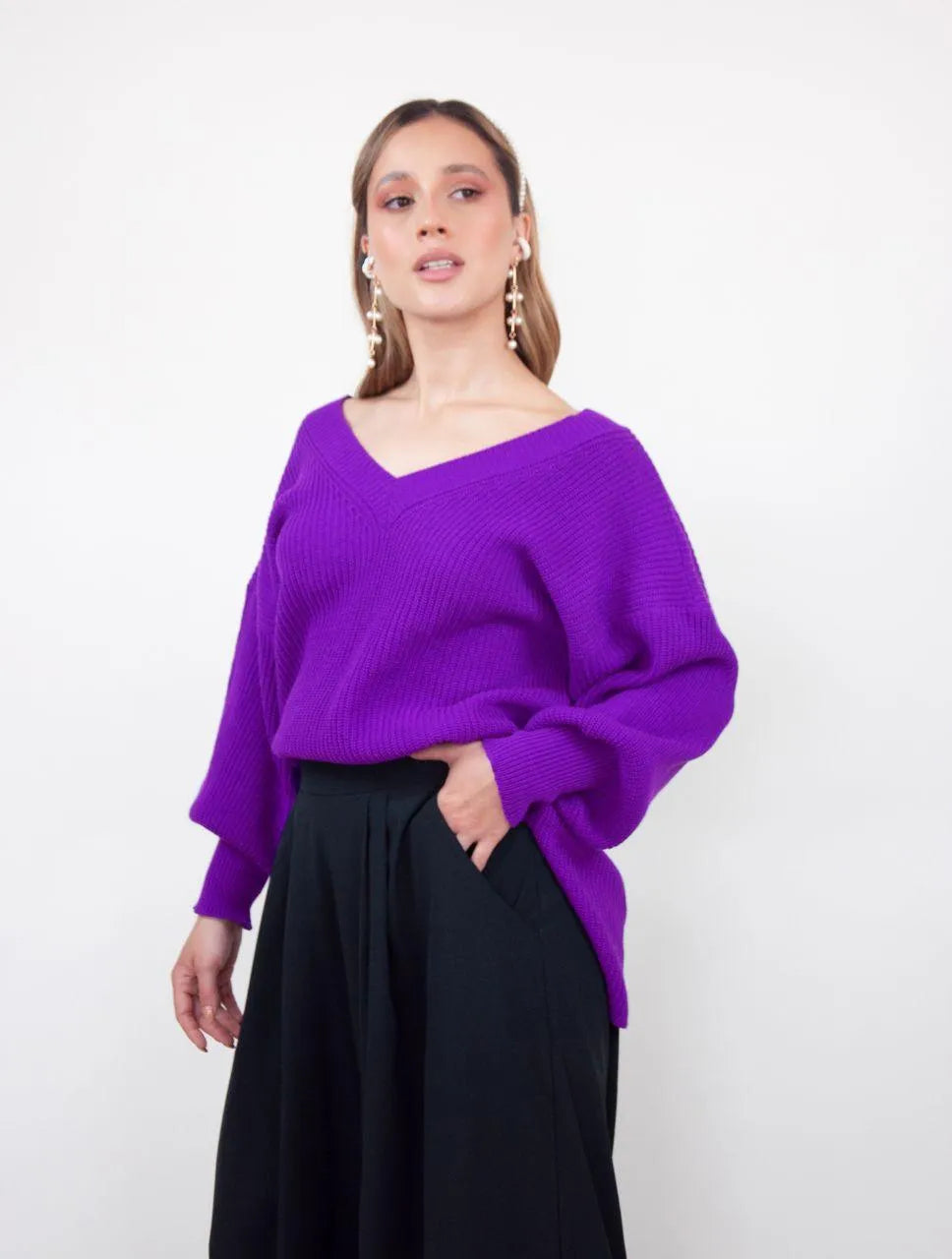 Suéter Manga Larga para Mujer Morado Tejido - Galápagos Morado – Molgoa